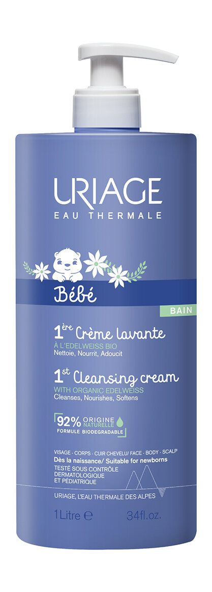 URIAGE Bebe 1 Ere Детский крем для тела очищающий пенящийся, 1000 мл
