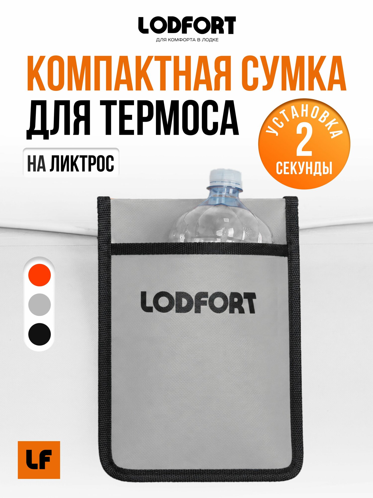 Компактная сумка для термоса на ликтрос LODFORT для бутылок и термосов, водостойкая