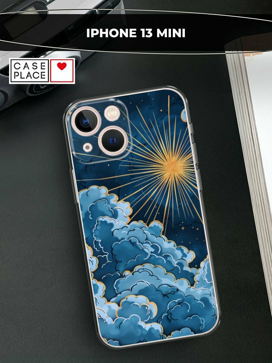 Чехол на Apple iPhone 13 mini / Айфон 13 мини с принтом Звезда и облака