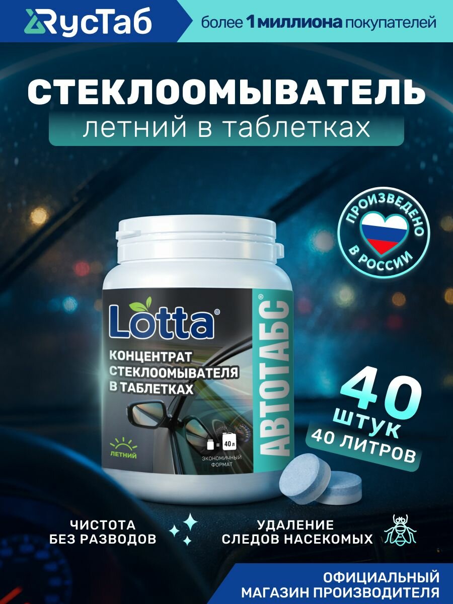 Таблетки для стеклоомывателя автомобиля "Lotta" 40 шт.
