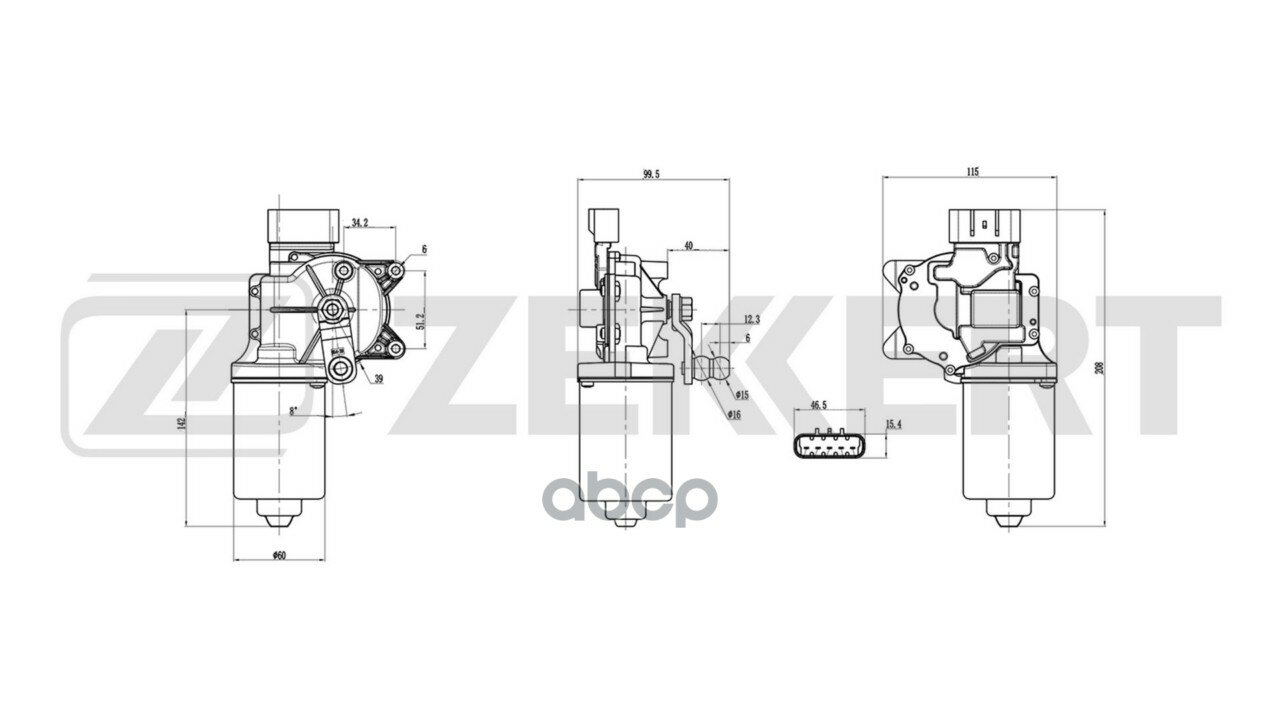 Мотор стеклоочистителя перед. Peugeot Boxer 06- Citroen Jumper 06- Zekkert арт. ws-1003