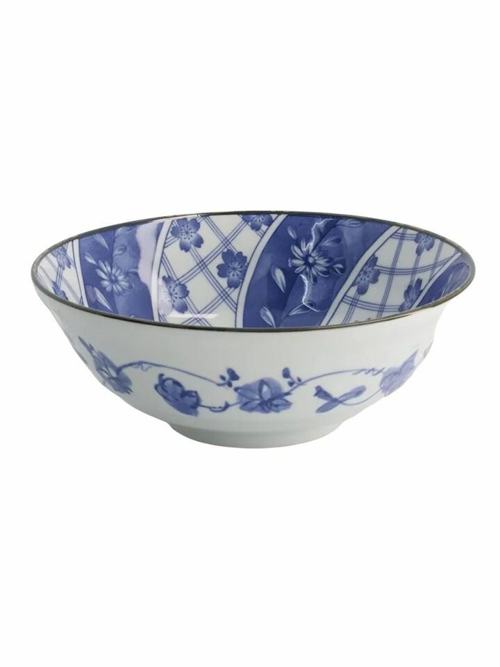 Салатник фарфоровый TOKYO DESIGN Mixed Bowls Sakura Shonzui, 1000 мл, 21 см, белый/синий