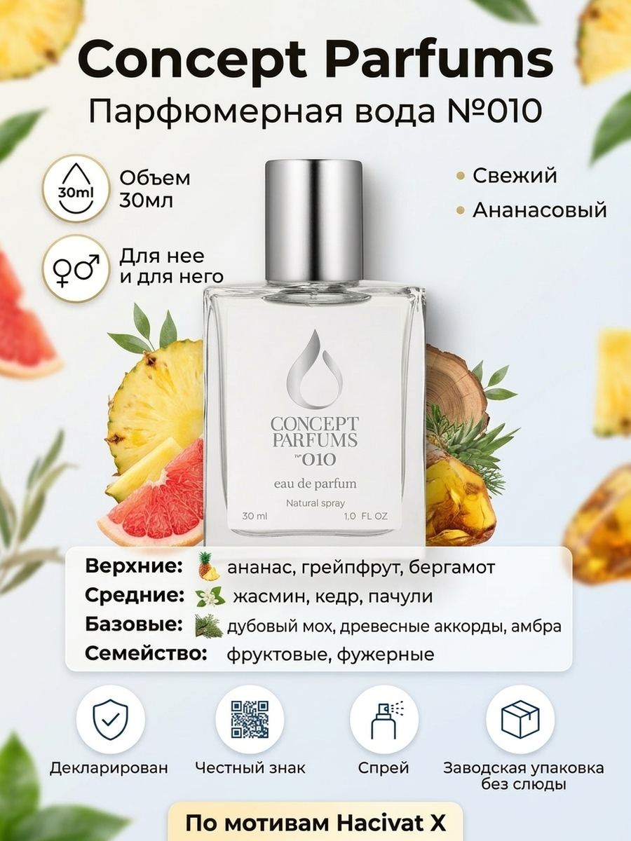 Concept Parfums 010 Парфюмерная вода Унисекс 30мл фруктовые, фужерные