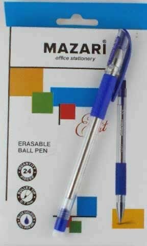 Ручка шариковая Пиши-Стирай MAZARI Edit M-7309-70, синяя, 0,7 мм, прозрачный пластиковый корпус, резиновый грип