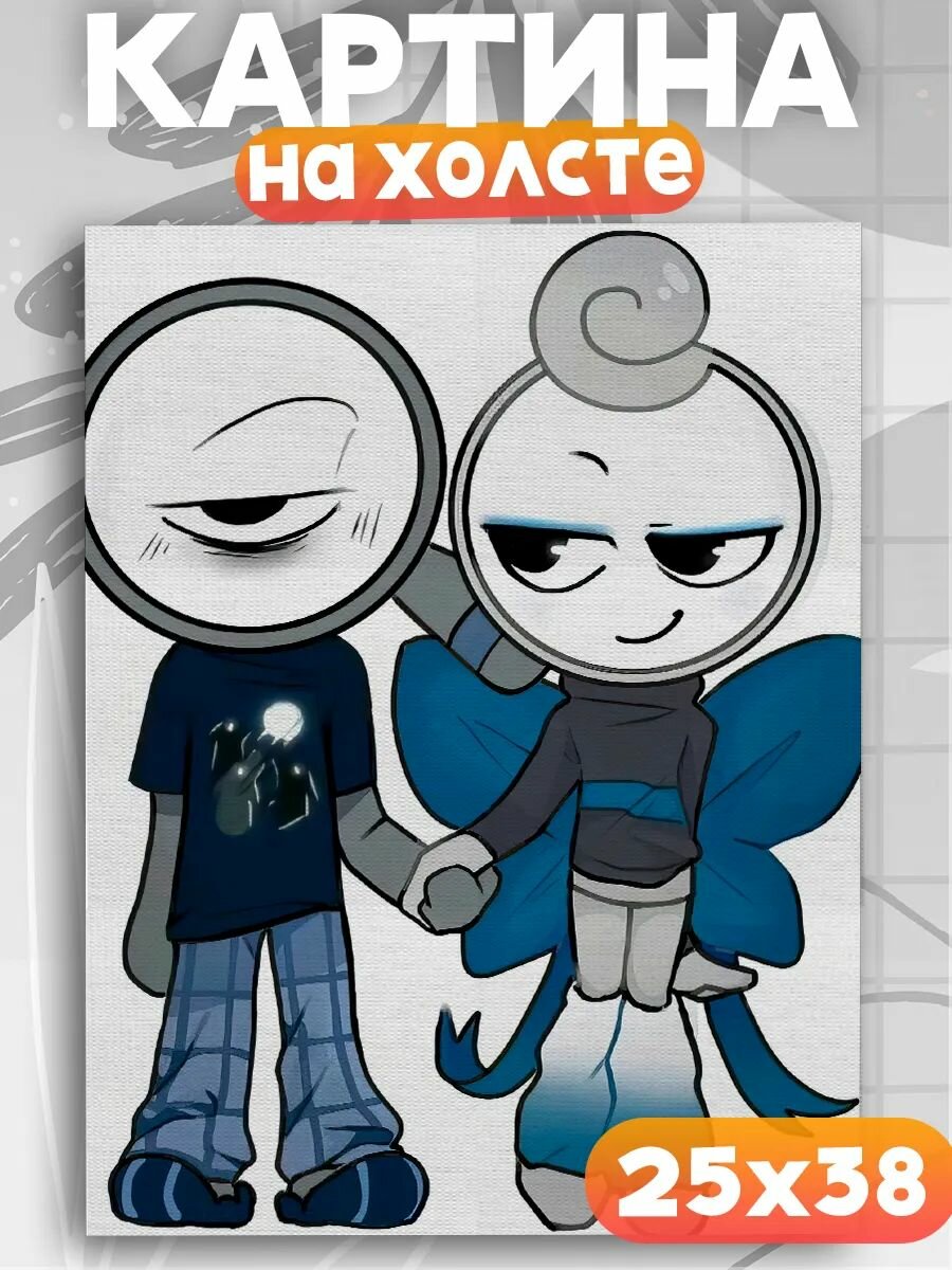 Картина на стену Роджер и Глистен мир денди roblox, на подрамнике, 1шт, 38х25 размер.