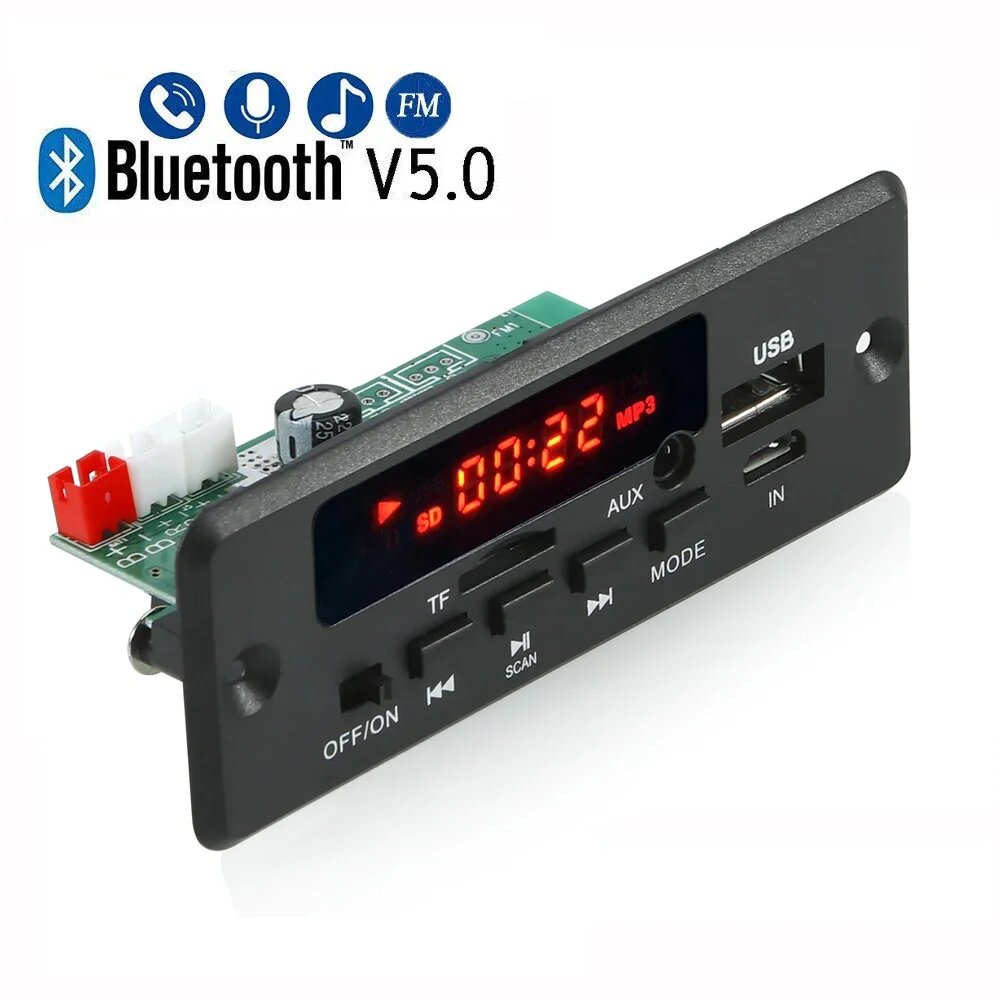 MP3 плеер USB, TF, AUX, Bluetooth, черный