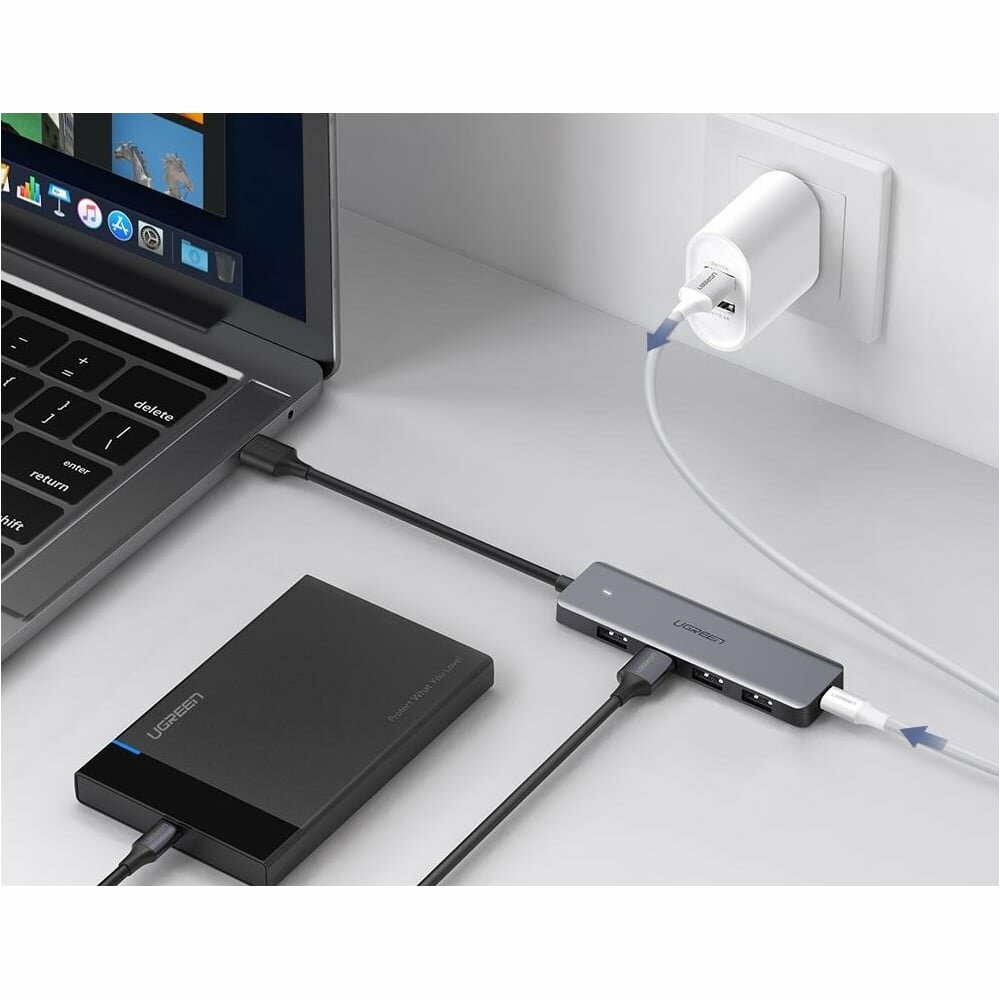 USB концентратор Ugreen хаб 4 в 1 Type C, 4 x USB 3.0 50985 — фото 1