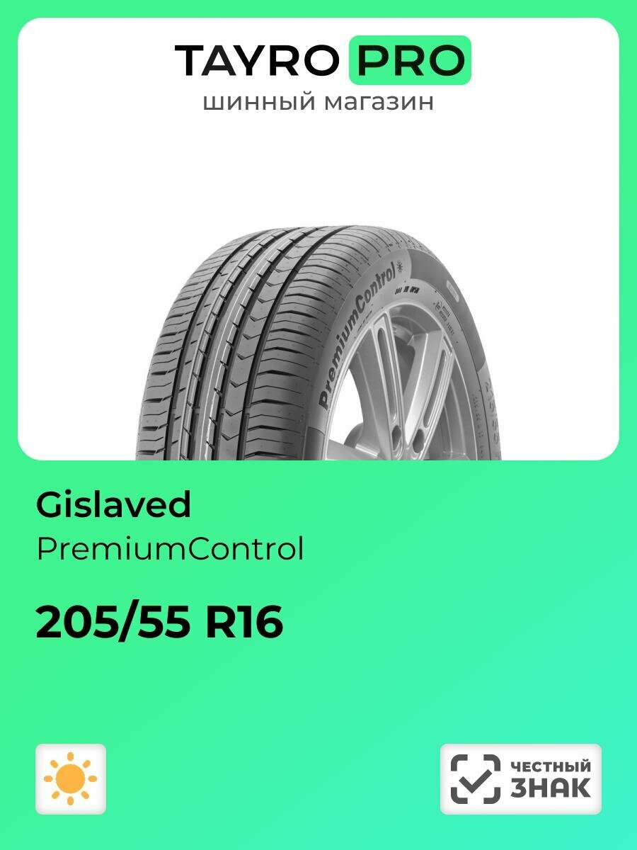 Летние шины Gislaved PremiumControl 205/55 R16 91H, уровень шума ~80дБ (арт. 03150120000)