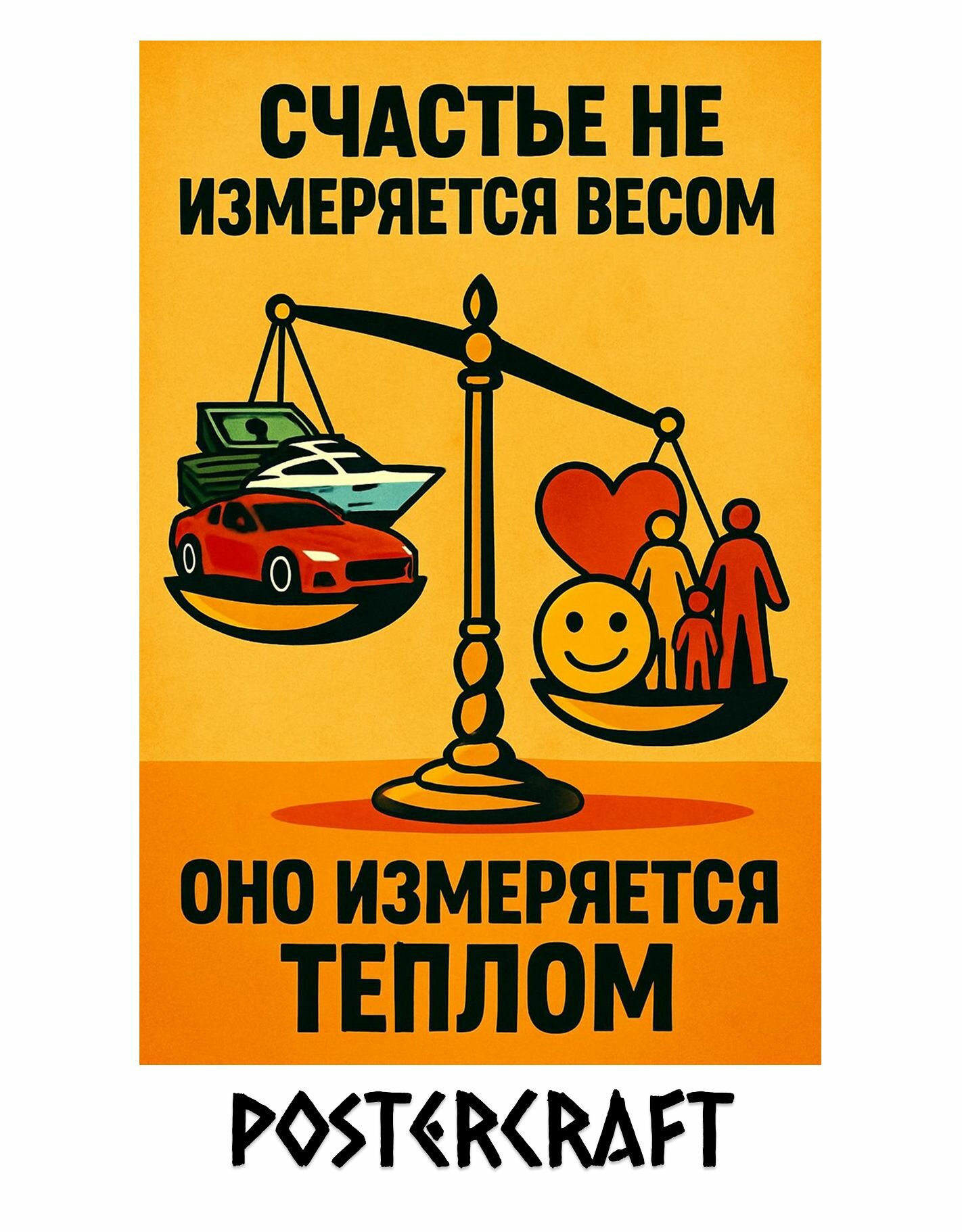Мотивационный Постер "Счастье", 29.7х42см, А3, глянцевый