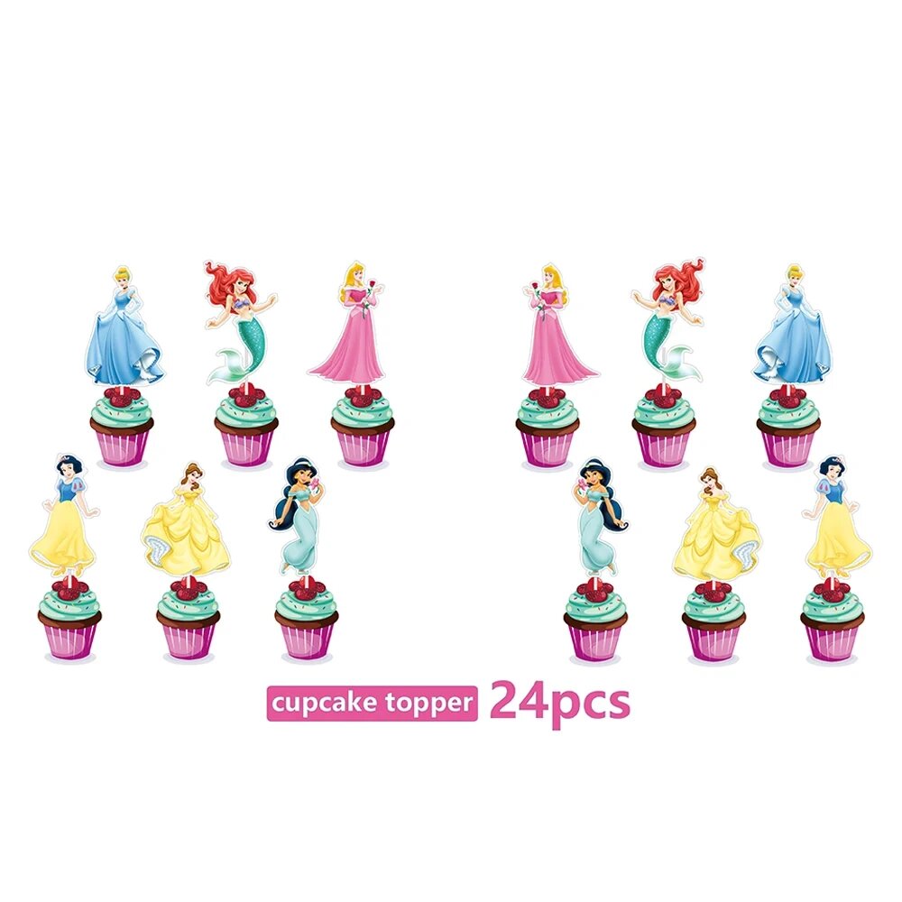 Декорации для вечеринки принцесс Potdemiel 24pcs cake topper