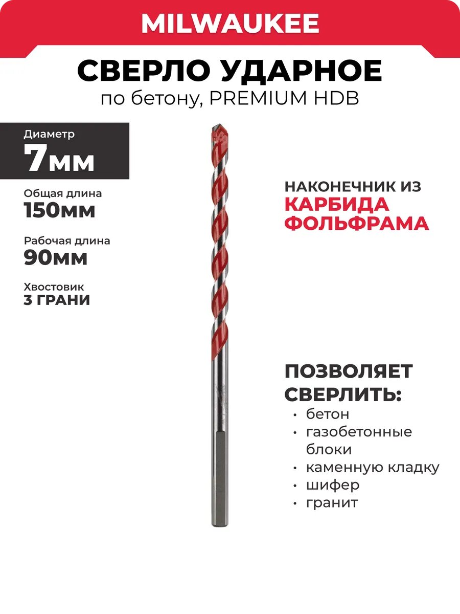 Сверло ударное по бетону Премиум 7x150, 4932471181
