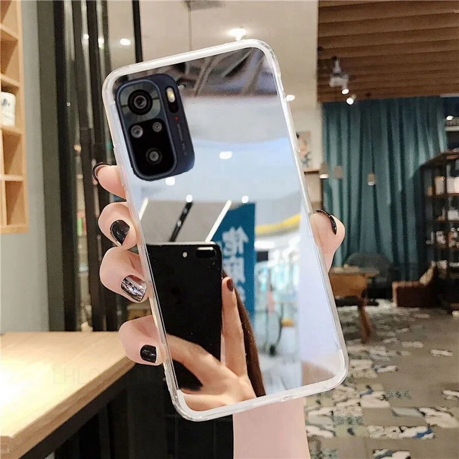 Чехол с зеркалом для макияжа и блестками из мягкого силикона для Xiaomi Poco M3 X6 Redmi Note 10 11 Pro Plus 5G 10S 11S 10A 10C.