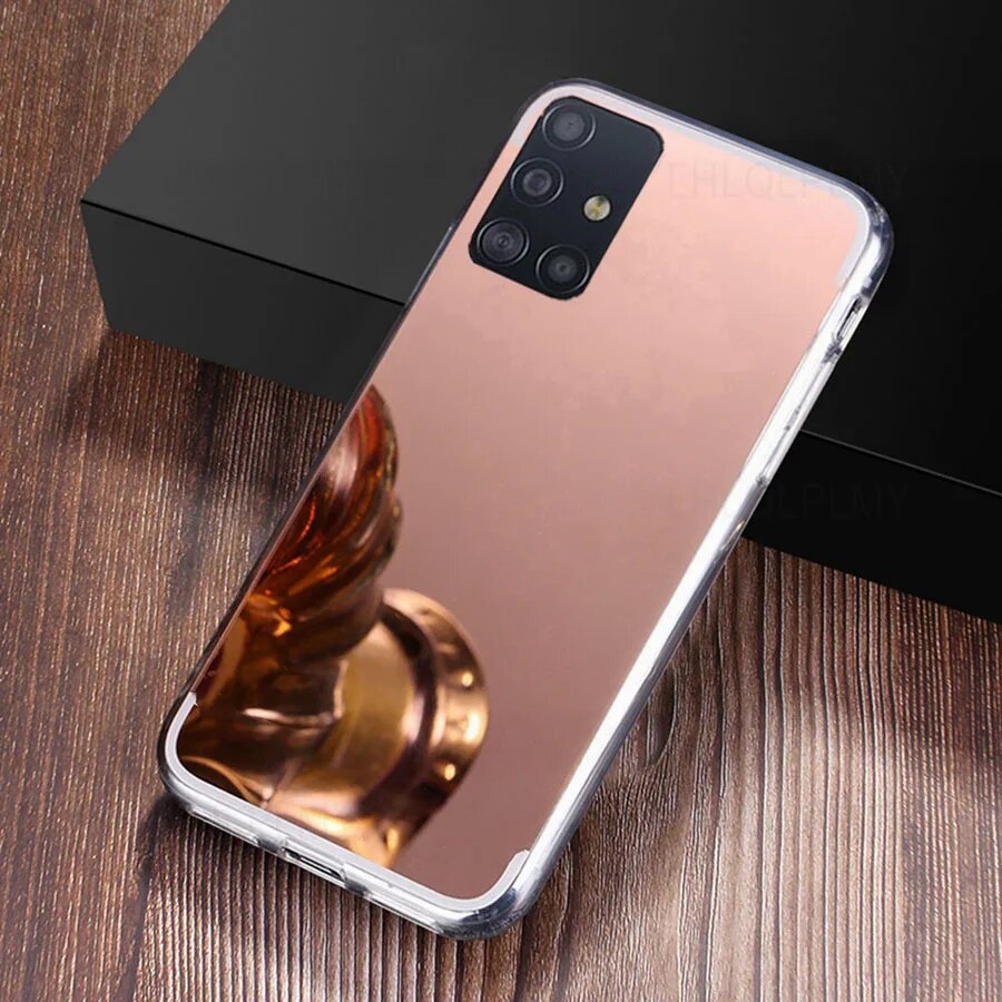 Силиконовый чехол с зеркалом для макияжа и блестками для OPPO A96 A54 Розовый, Rose, For OPPO A96