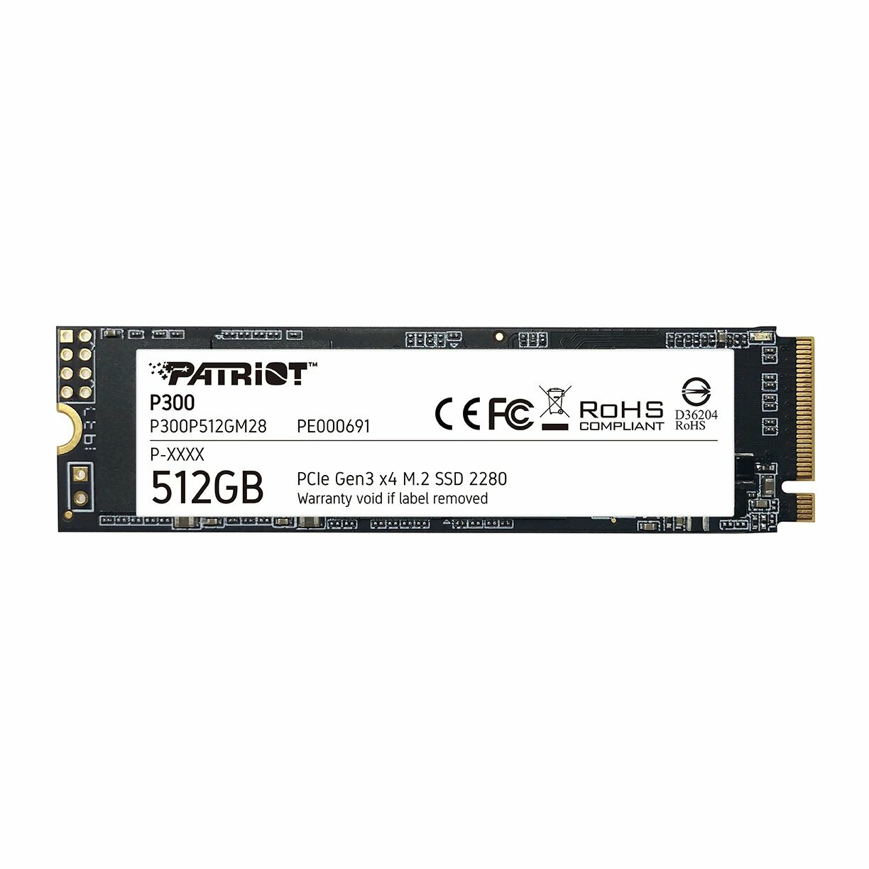 Жесткий диск SSD M.2 512Gb Patriot P300, 1700/1200MBs, 260000 IOPS, QLC, 2280, PCI-E3.0x4 (P300P512GM28)