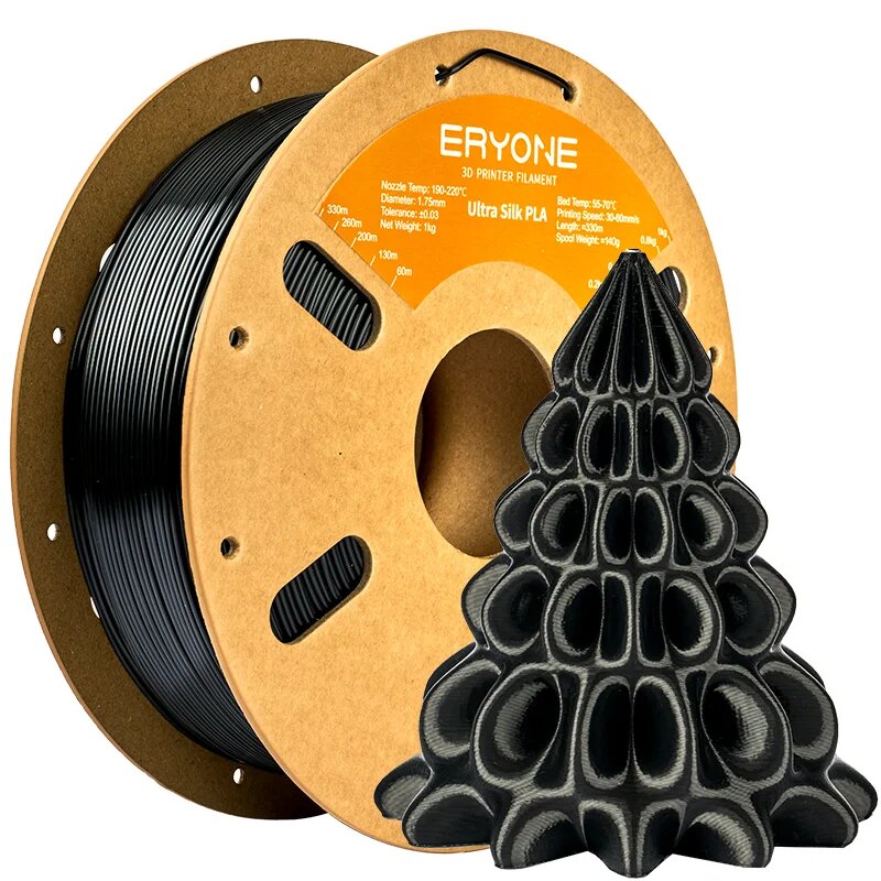 ERYONE Ultra SILK PLA, черный филамент для 3D-печати