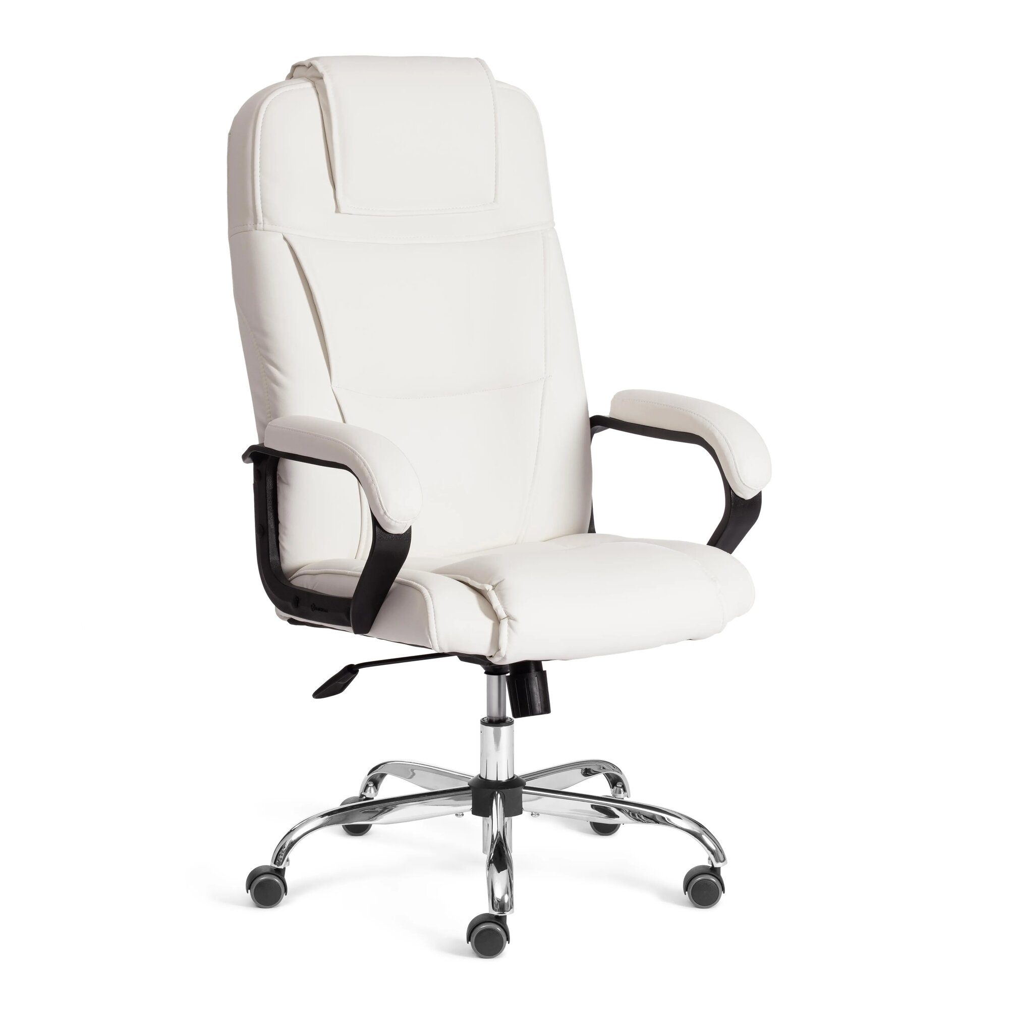 Кресло компьютерное офисное TetChair Бергамо, хромированное, экокожа, белое
