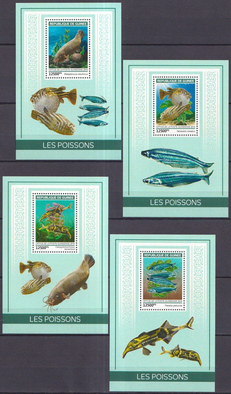 Марки 2019 год Гвинея Рыбы Фауна Морская жизнь #13536-13539 ! 4 Блока Mnh