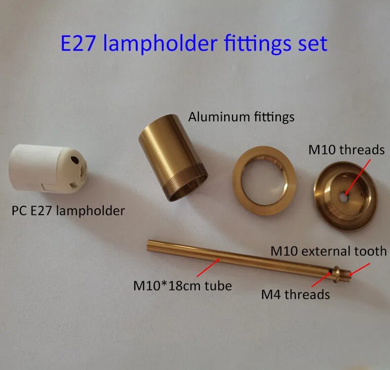 Цоколь лампы E27 M10 из стали с пластиковыми и алюминиевыми фитингами Lamp fittings set