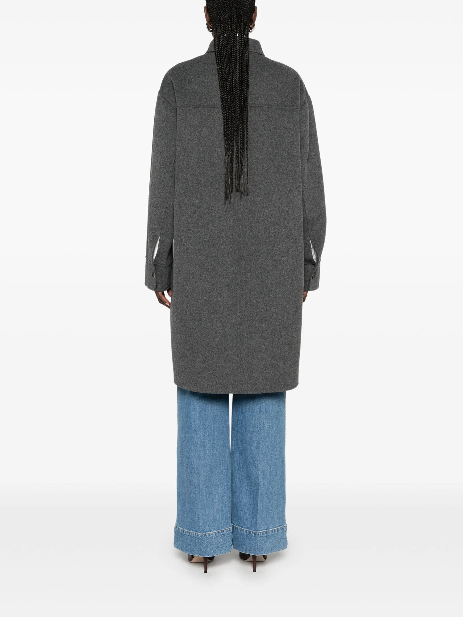 Пальто Max Mara Long-sleeve button-fastening coat, размер 42, серый — фото 1