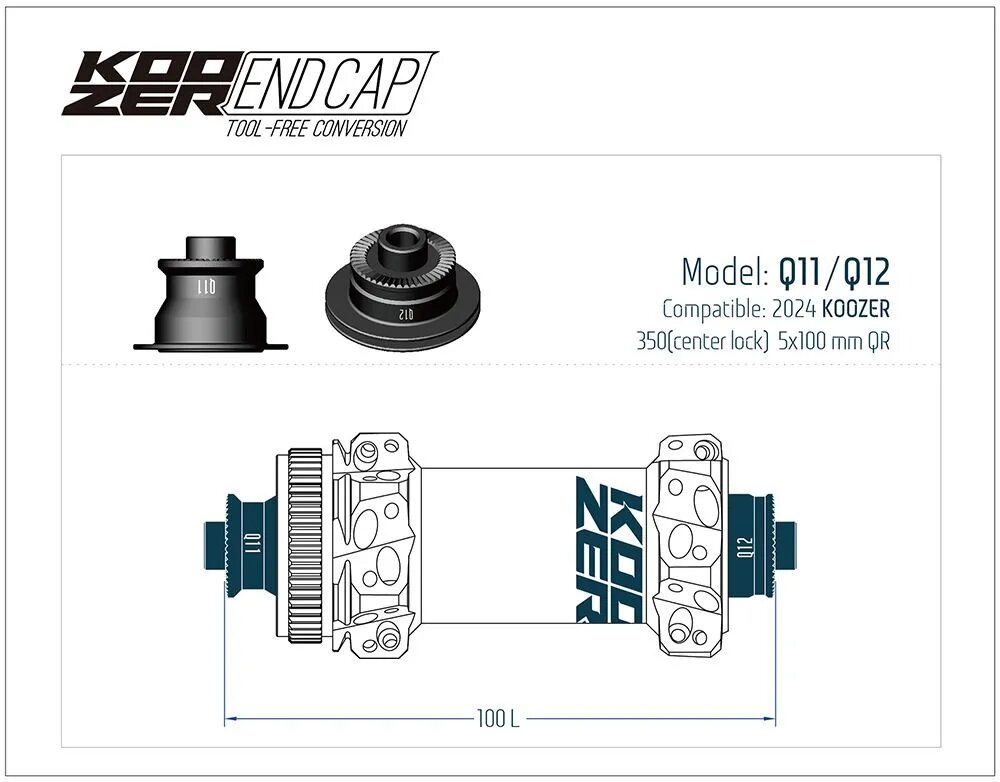 Комплект колпачков Q11+Q12 /5x100 QR / для передней втулки Koozer XM490pro/XM490/XM390/XM450