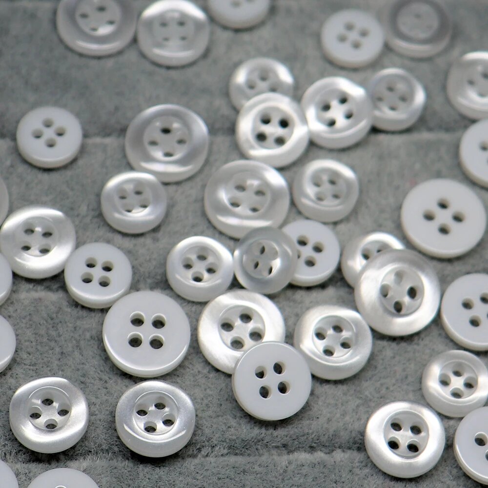 Niucky белые пуговицы из смолы для рубашек 4 отверстия 12.5mm 72pcs