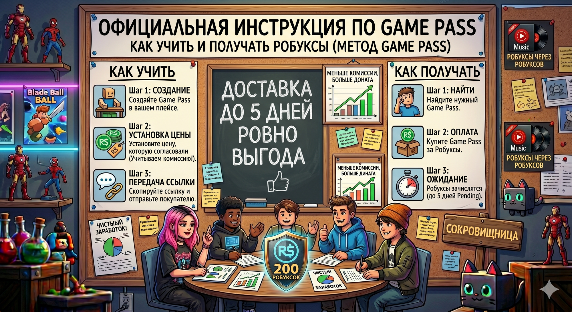 Пополнение счета на 200 Пополнение Робаксов Roblox, | GAME PASS (5 дней доставка) (Весь мир и РФ)+бонус