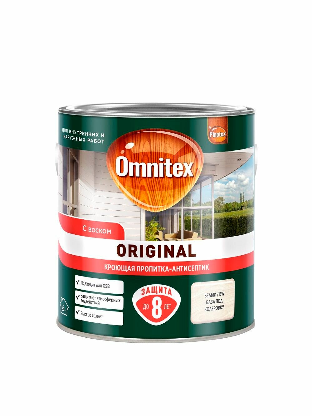 Пропитка декоративная для защиты древесины Omnitex by Pinotex база BW 2,7 л