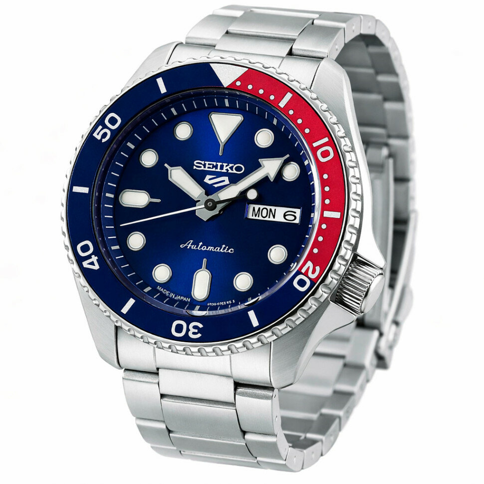 Наручные часы SEIKO 5 Sports, серебряный, красный, синий — фото 1