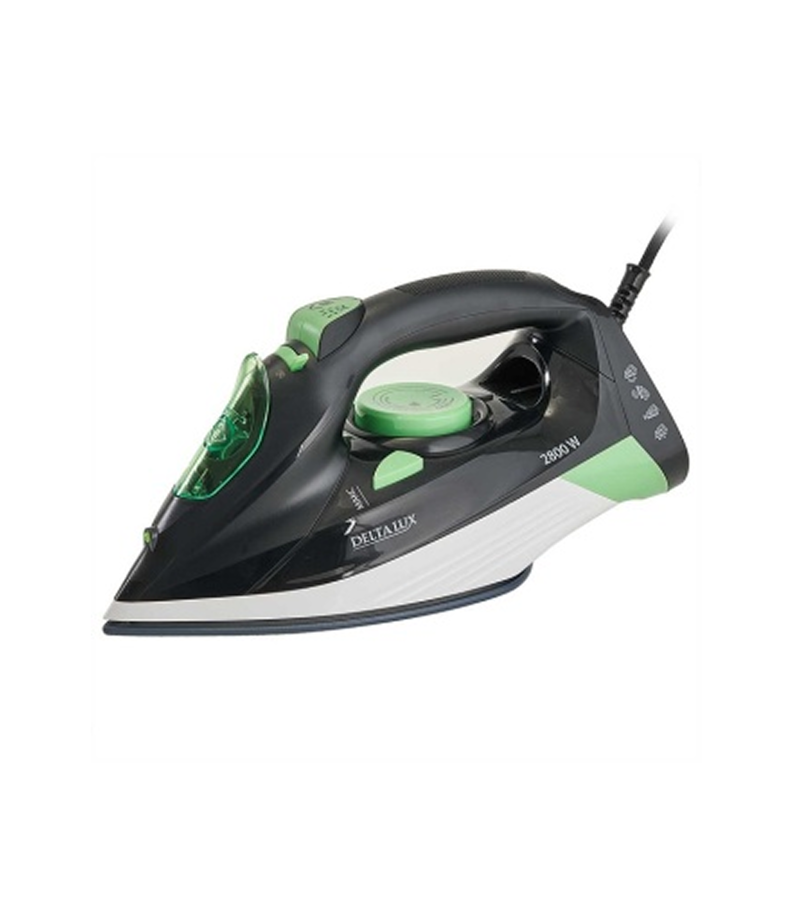 Утюг DELTA LUX DE-3002, 2800 Вт, керамика, черный с зеленым.