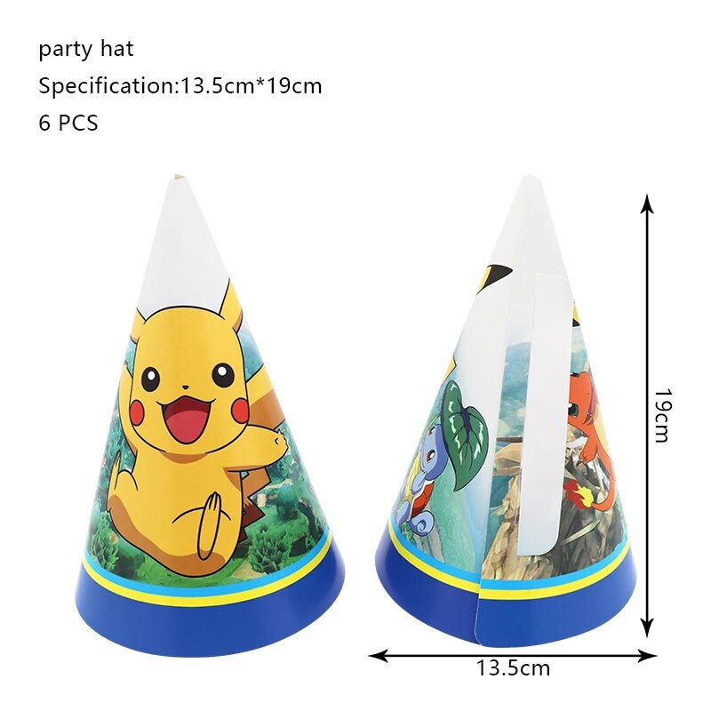 Партийные колпаки Pokemon, 6 шт.