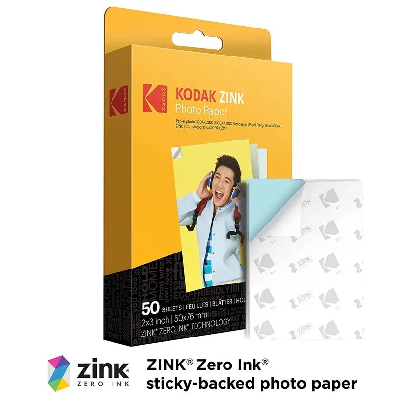 Оригинальная фотобумага Kodak 2 x 3 дюйма Zink (20/100 листов), совместимая с Smile Kodak, Kodak Step, фотобумагой для принтоматической