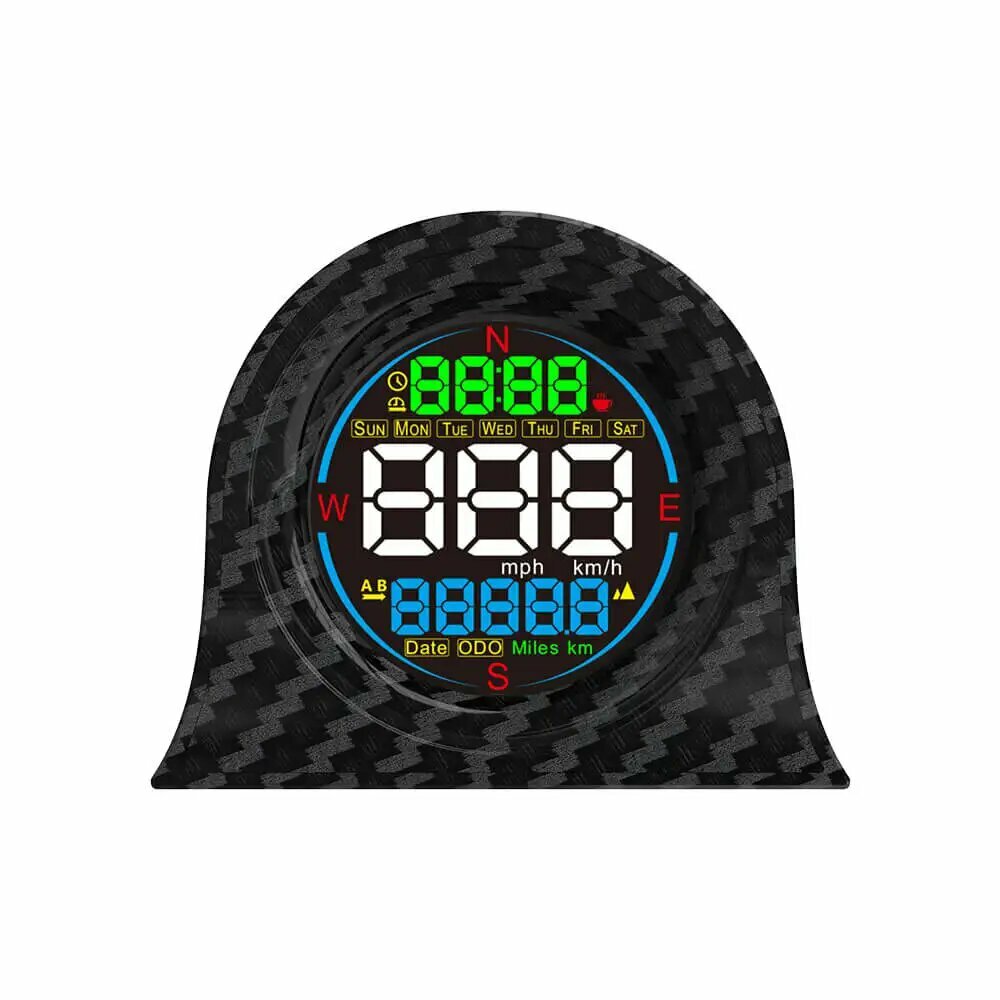 Цифровой GPS-спидометр KWHUD с проекционным дисплеем для автомобиля HUD, отображающий время, высоту, предупреждение о превышении скорости и напоминание о усталости