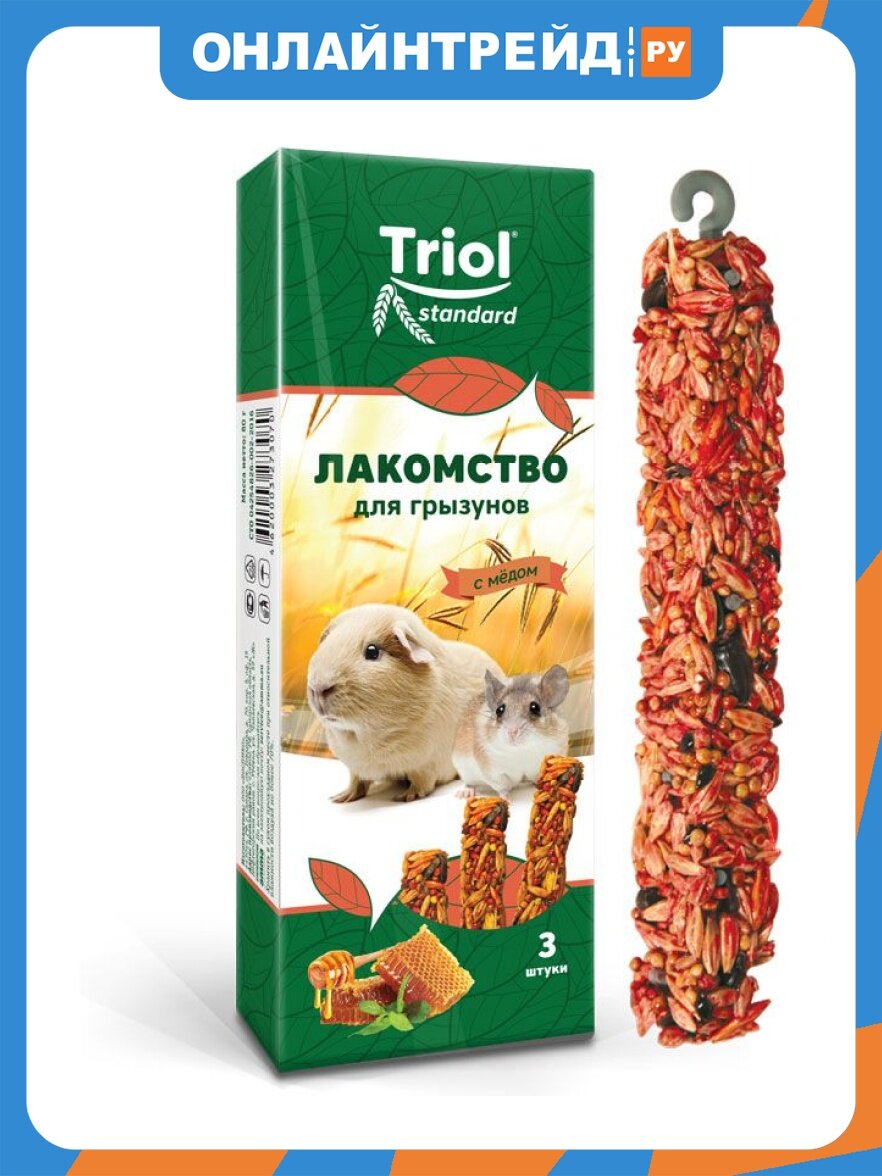 Лакомство Triol Standard для грызунов с мёдом (уп. 3 шт), 80г