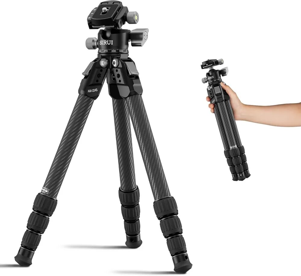 SIRUI AM-224S G0 31,5-дюймовый компактный настольный штатив из углеродного волокна с низкопрофильной шаровой головкой