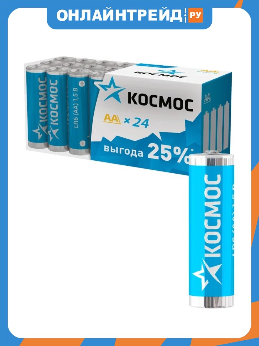 Элемент питания алкалиновый Космос Электро Космос AA/LR6 пластик. бокс (уп.24шт), KOCLR6_24BOX