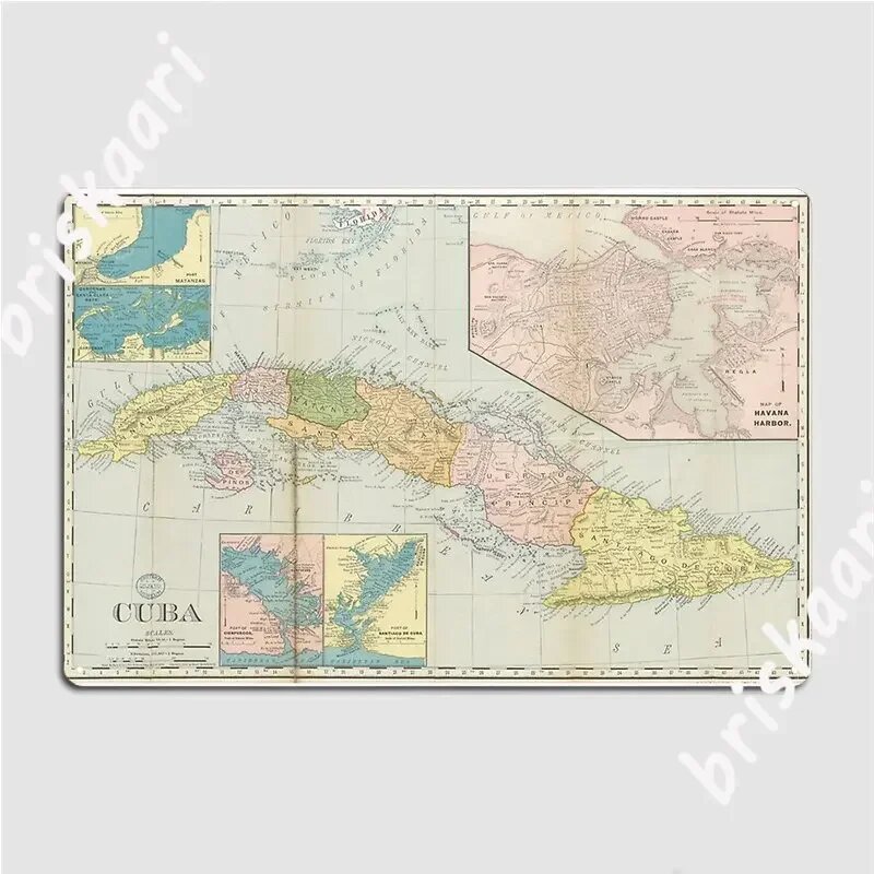 Винтажная карта Кубы 1898 года, металлическая табличка 40X30СМ, As The Picture