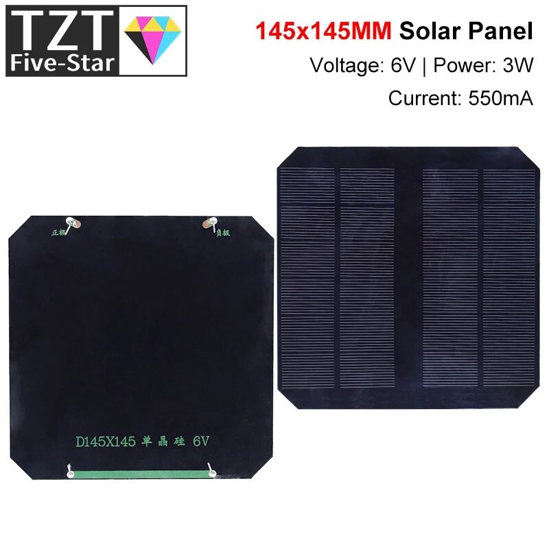 Солнечная панель TZT 6В 550мА 3,3Вт, 3PCS