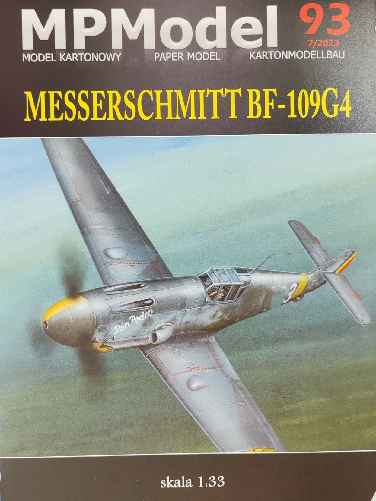 Сборная бумажная модель Истребитель Messerschmitt Bf-109G4 - MPModel №93 (журнал)