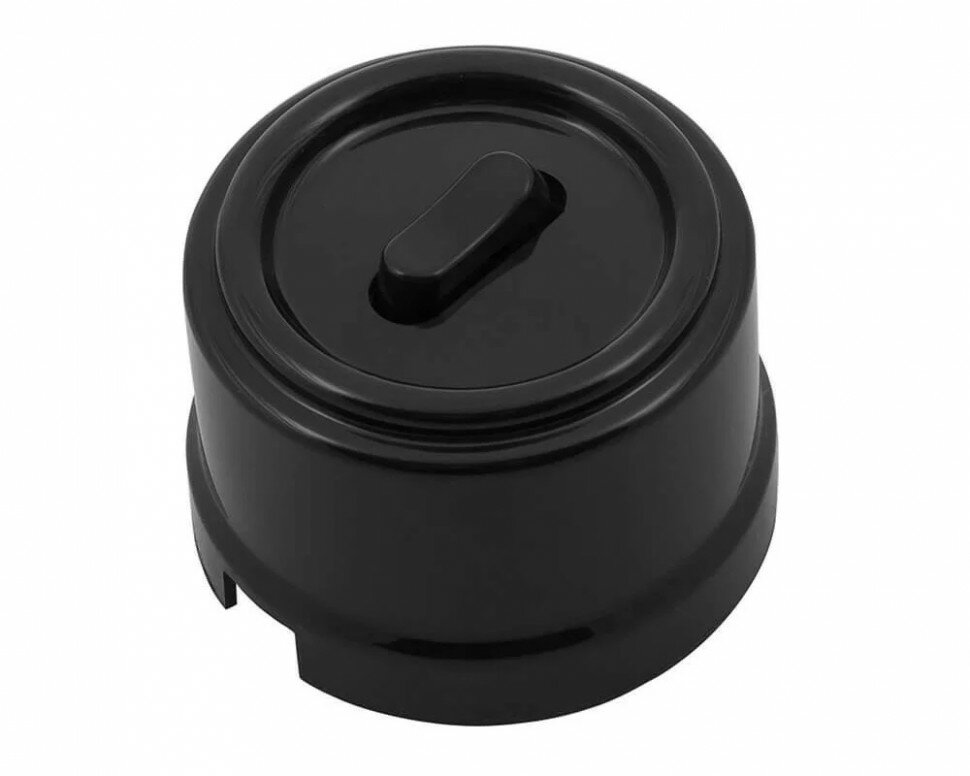 Выключатель перекрестный 1-клавишный BIRONI Лизетта, пластик, цвет Черный, клавишный