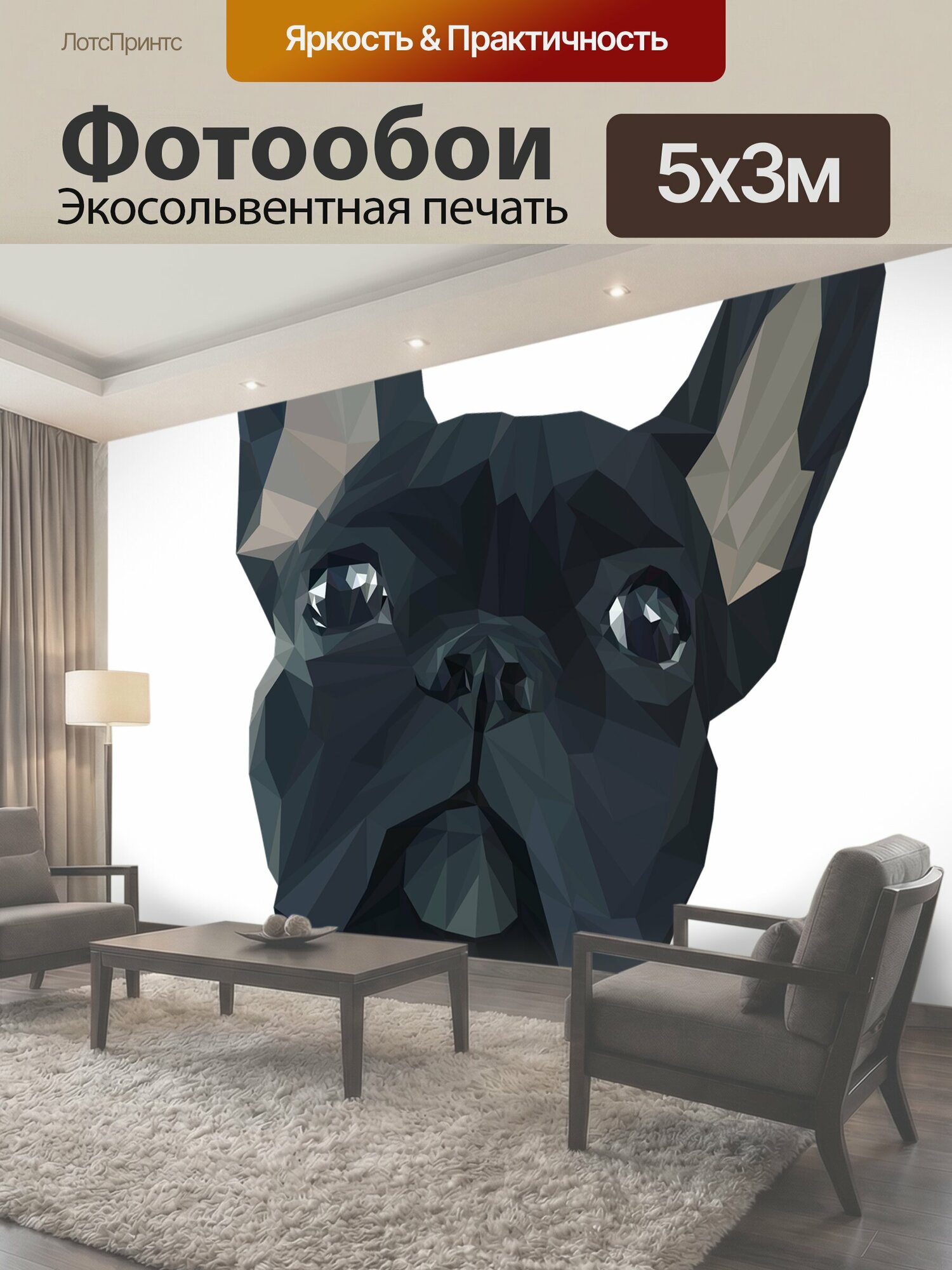 Фотообои "Животные, собака, французкий бульдог" 500x300 см. экосольвентная печать