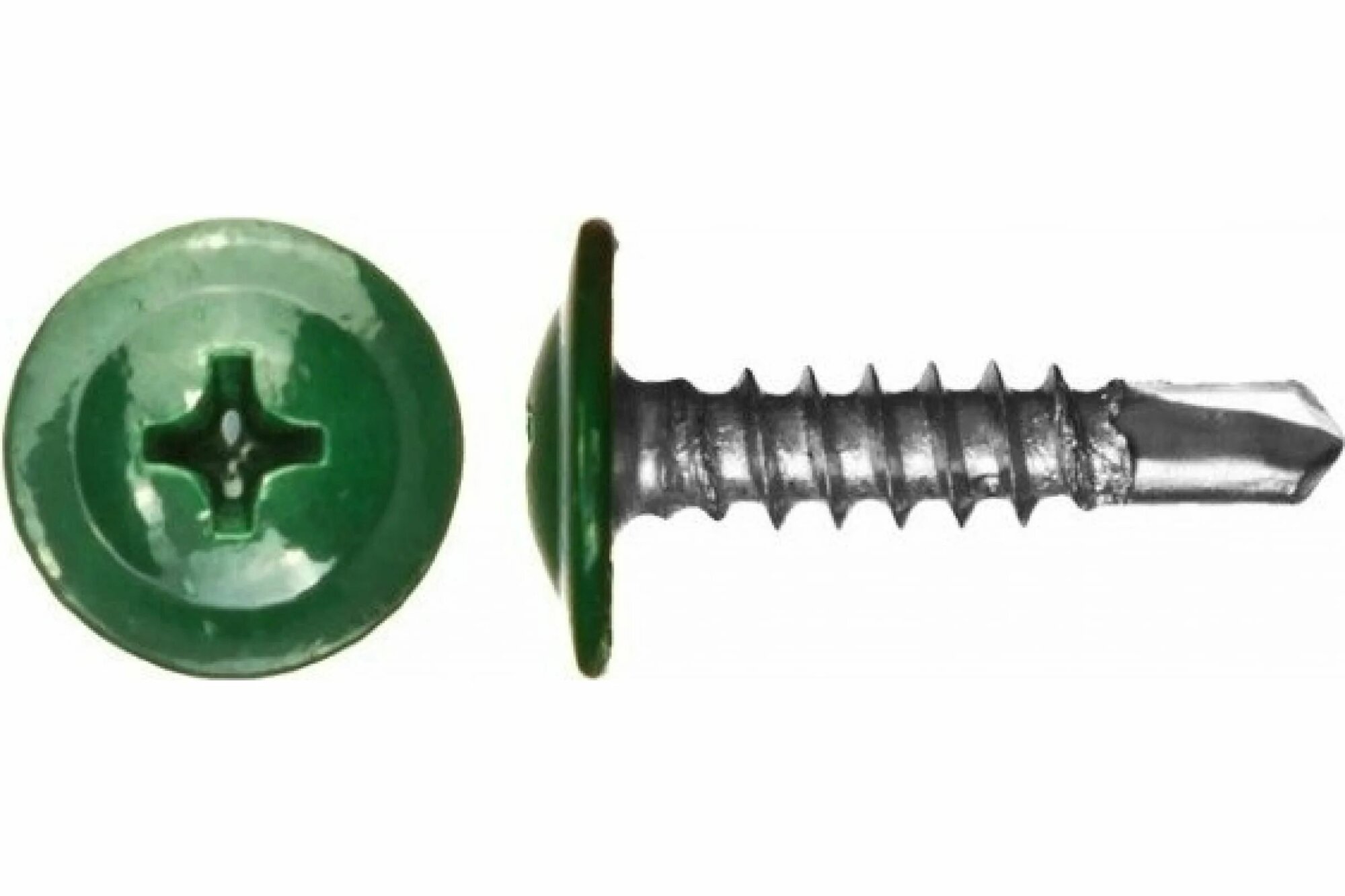Саморез с ПШ, сверло цинк 4,2х16 RAL 6002, 100шт