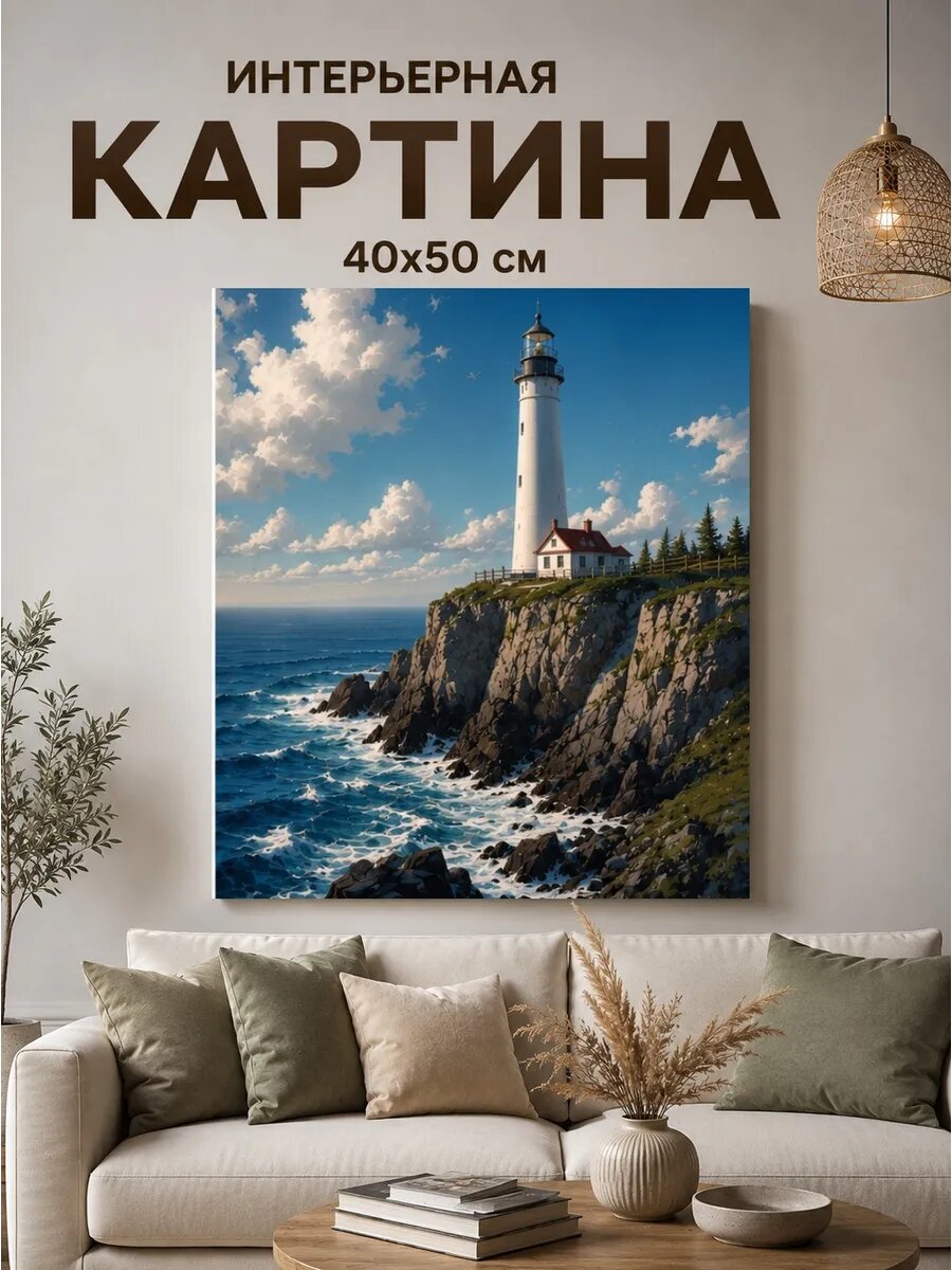 Картина на холсте 40x50 Морской маяк