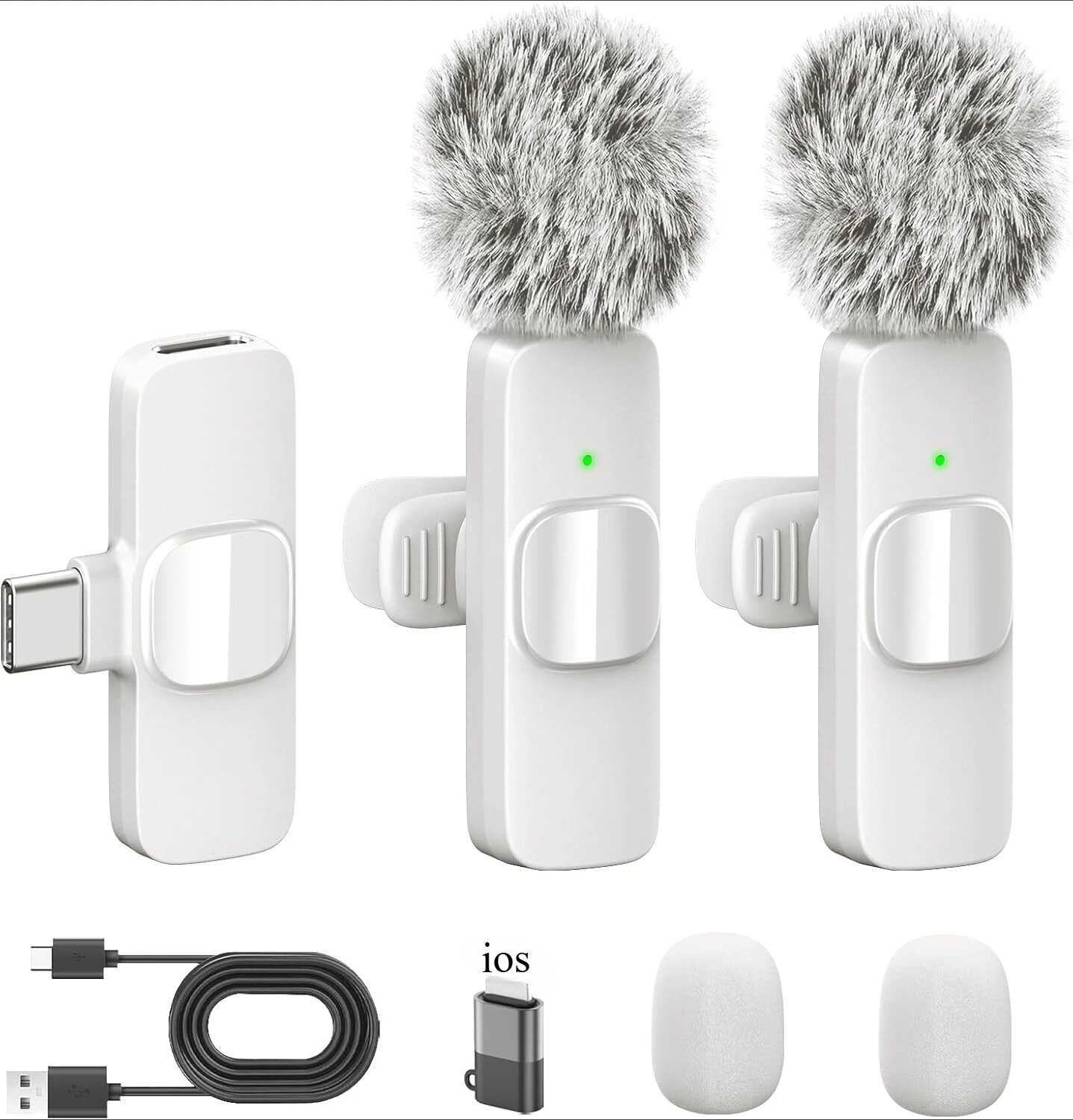 Беспроводной петличный микрофон basix для интервью Белый, White-K1-2MIC