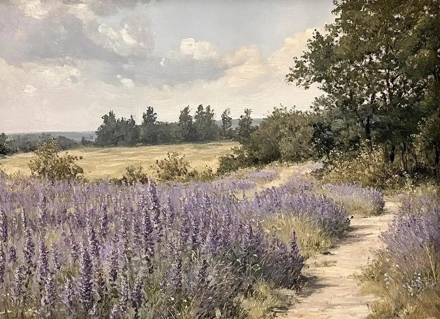 Холст "Сельская местность", 40x60 см, без рамы, цвет 1