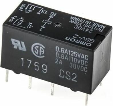 Реле OMRON G5V-2 DC24 электромагнитное, сигнальное, DPDT, Uкат 24ВDC, Iком 2А, UDC 30В, 1 шт