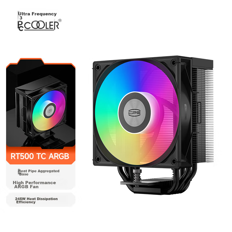 Охлаждение PCCOOLER RT500 TC ARGB черное для процессоров LGA1700/AM5 с 5 тепловыми трубками Цвет：RT500TC 5 тепловых