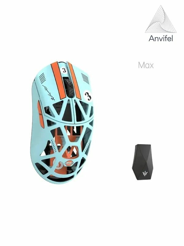 WLMOUSE Beast X Max, игровая мышь, беспроводная, твердые стороны, PAW 3950 HS, OMRON opticals, Blue/Orange