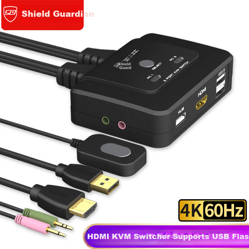 SDWS 2-портовый HDMI USB KVM-переключатель с поддержкой аудио, микрофона, принтера и USB-накопителей EM-602HA