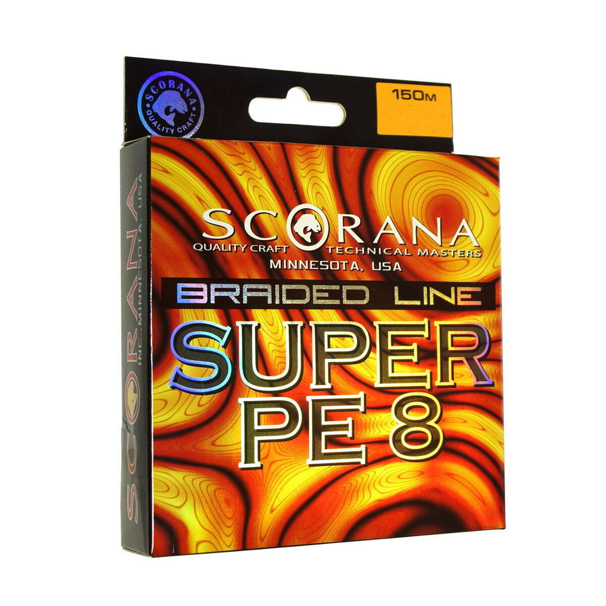 Шнур плетеный Scorana SUPER PE 8, orange, 0,15 мм; 150м