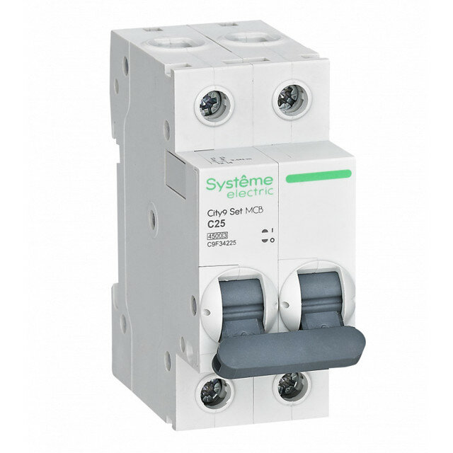 Выключатель автоматический Systeme Electric City9, 2P, 25А, тип С, 4,5kA